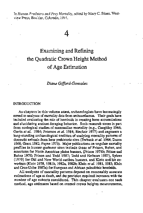 Pdf Examining And Refining The Quadratic Crown Height Method Of Age Estimation
