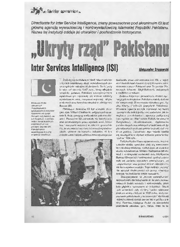 (PDF) "Ukryty Rząd" Pakistanu. Inter Services Intelligence (ISI) [w ...