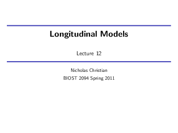 (PDF) Longitudinal Models Lecture 12