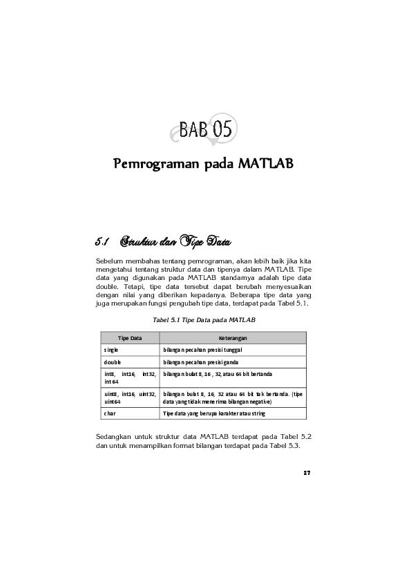 (PDF) Pemrograman pada MATLAB
