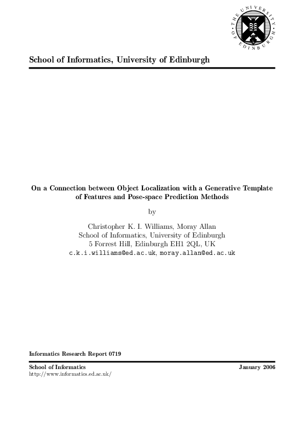 Pdf On A Connection Between Object Localization With A Generative Template Of Features And