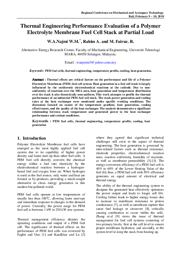 (PDF) Thermal Engineering Performance Evaluation of a Polymer ...