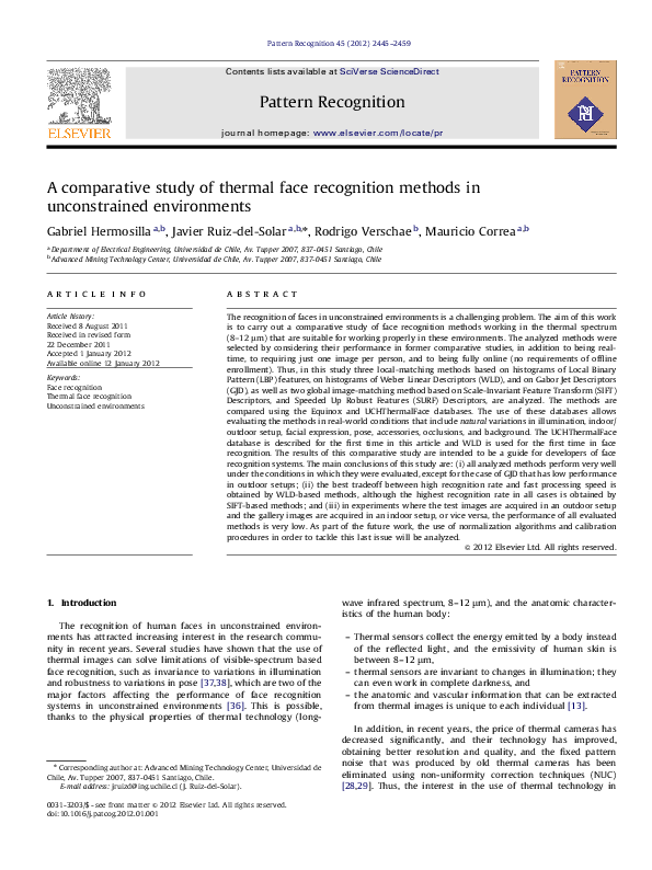 (PDF) A comparative study of thermal face recognition methods in unconstrained environments