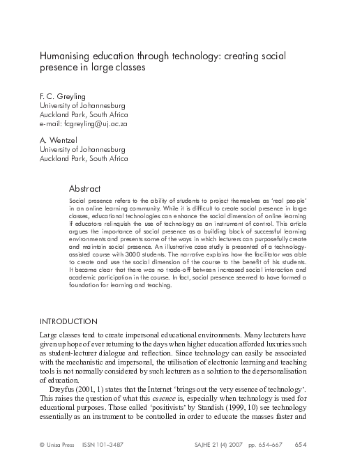 (PDF) Humanising education through technology