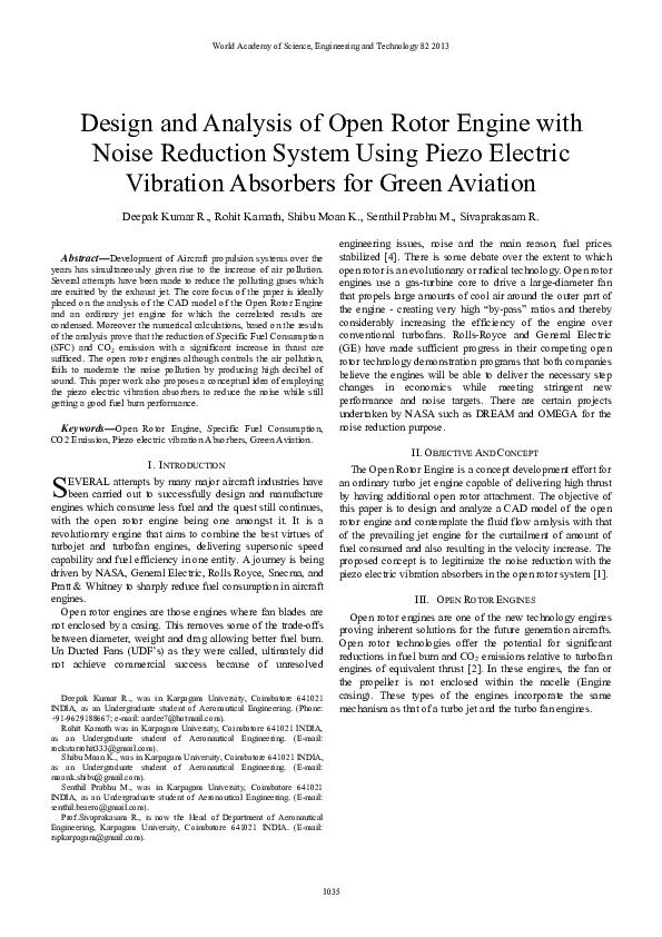 (PDF) Design and Analysis of Open Rotor Engine with Noise Reduction ...