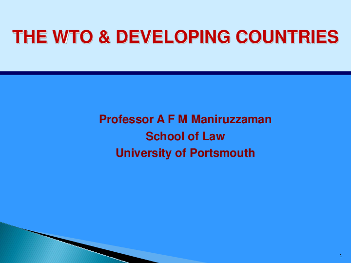 (PPT) WTO AND DEVELOPING COUNTRIES