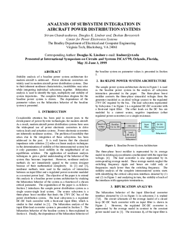(PDF) Analysis of subsystem integration in aircraft power distribution ...