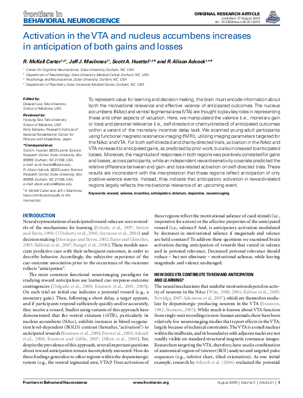 (PDF) HOW DOES VTA CONTRIBUTE TO REWARD ANTICIPATION AND LEARNING?