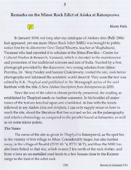 (PDF) The Minor Rock Edict of Asoka at Ratanpurwa