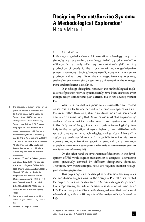 (PDF) Designing Product/Service Systems: A Methodological Exploration 1