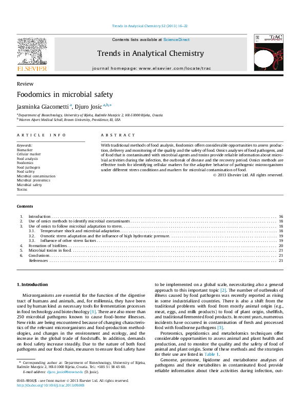 (PDF) Foodomics in microbial safety