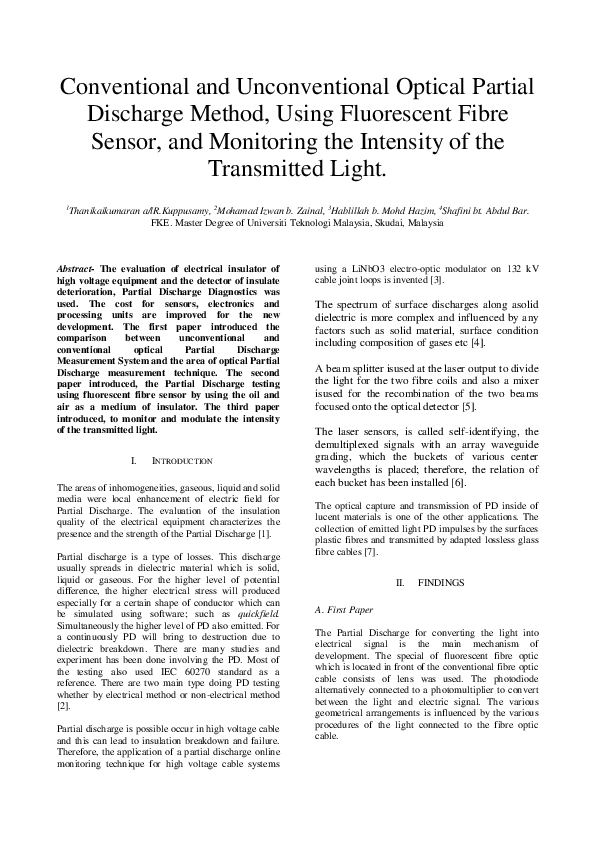 (PDF) Conventional and Unconventional Optical Partial Discharge Method ...