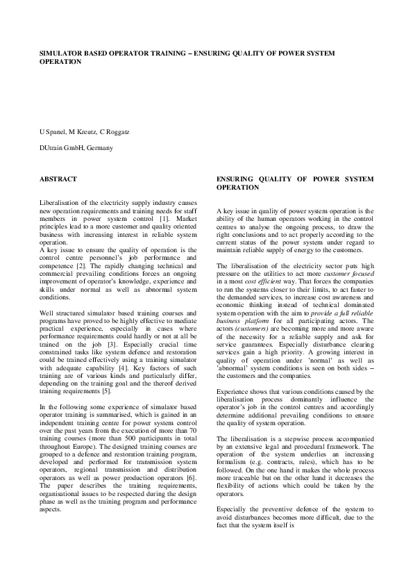 (PDF) SIMULATOR BASED OPERATOR TRAINING − ENSURING QUALITY OF POWER ...