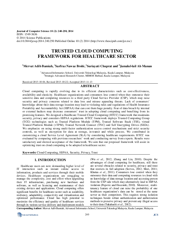 (PDF) TRUSTED CLOUD COMPUTING HEALTHCARE FRAMEWORK