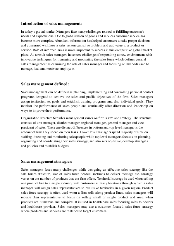(DOC) Introduction of sales management
