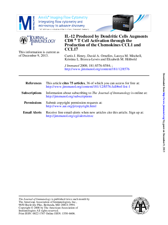 (PDF) Chemokines CCL1 and CCL17 through the Production of the T Cell ...