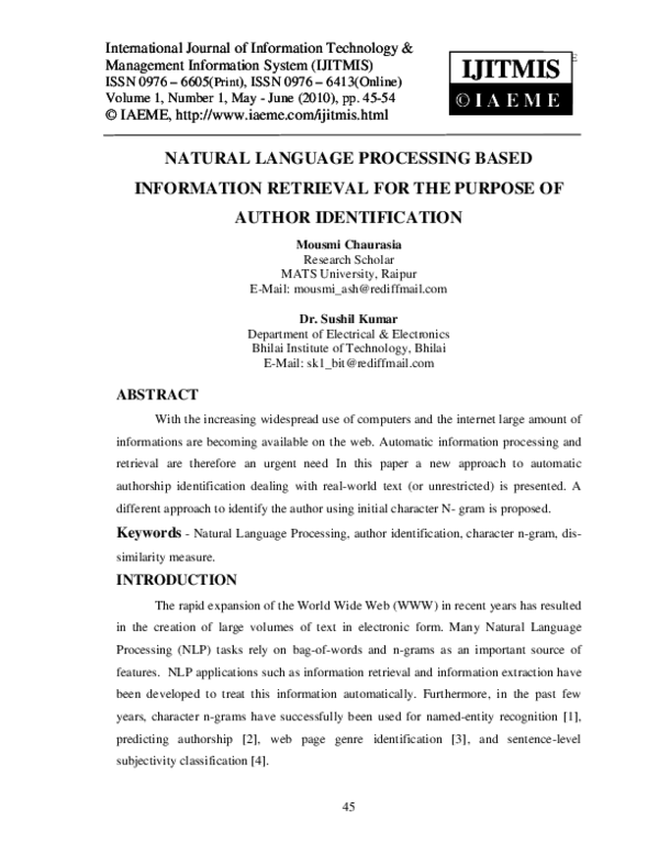 (PDF) NATURAL LANGUAGE PROCESSING BASED INFORMATION RETRIEVAL FOR THE ...
