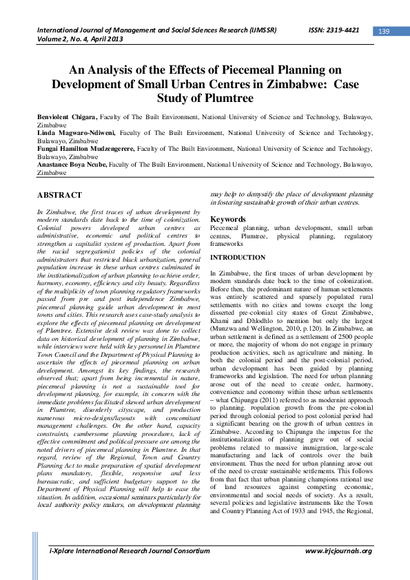 (PDF) An Analysis of the Effects of Piecemeal Planning on Development ...