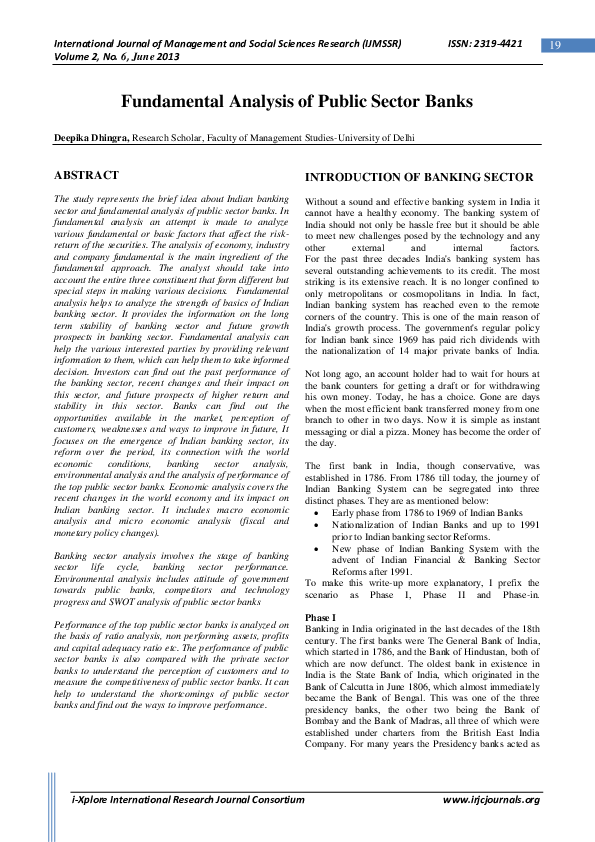(PDF) Fundamental Analysis of Public Sector Banks