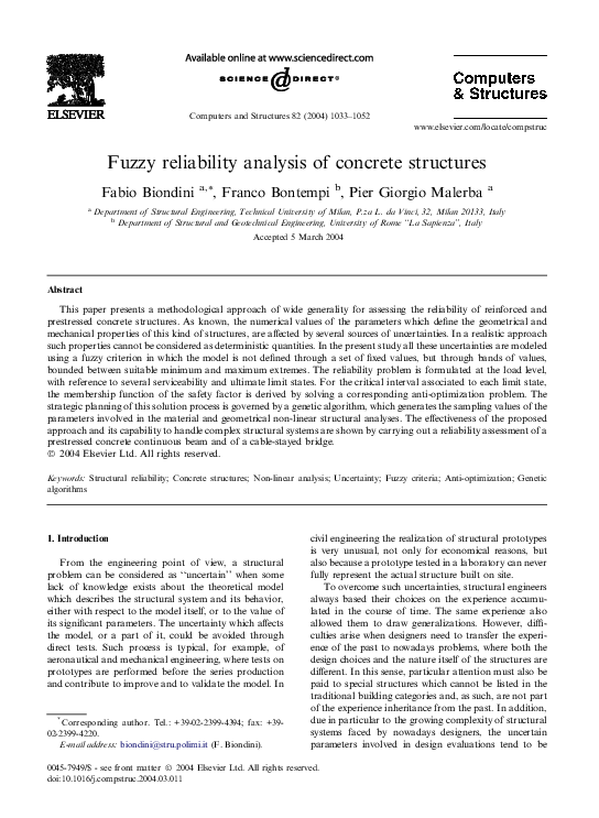 (PDF) Fuzzy Reliability Analysis of Concrete Structures