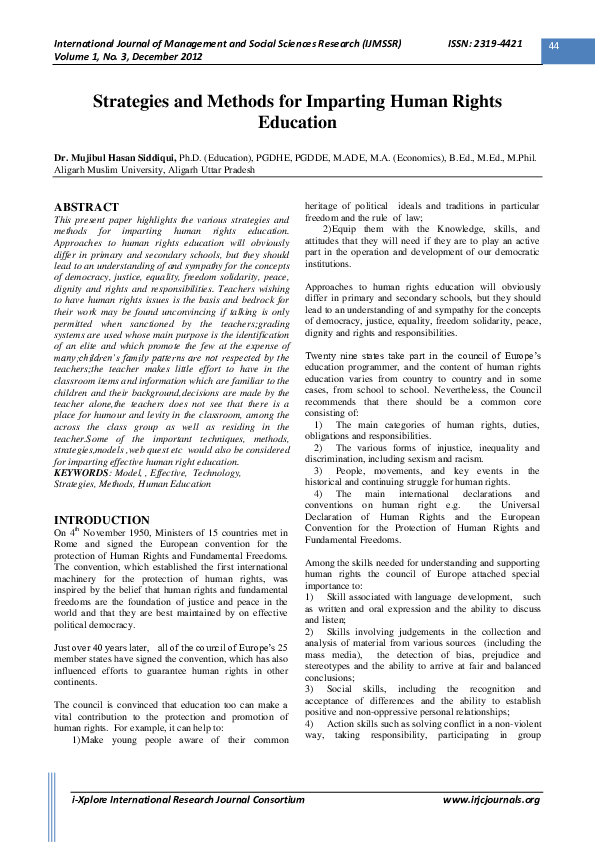 (PDF) Strategies and Methods for Imparting Human Rights Education