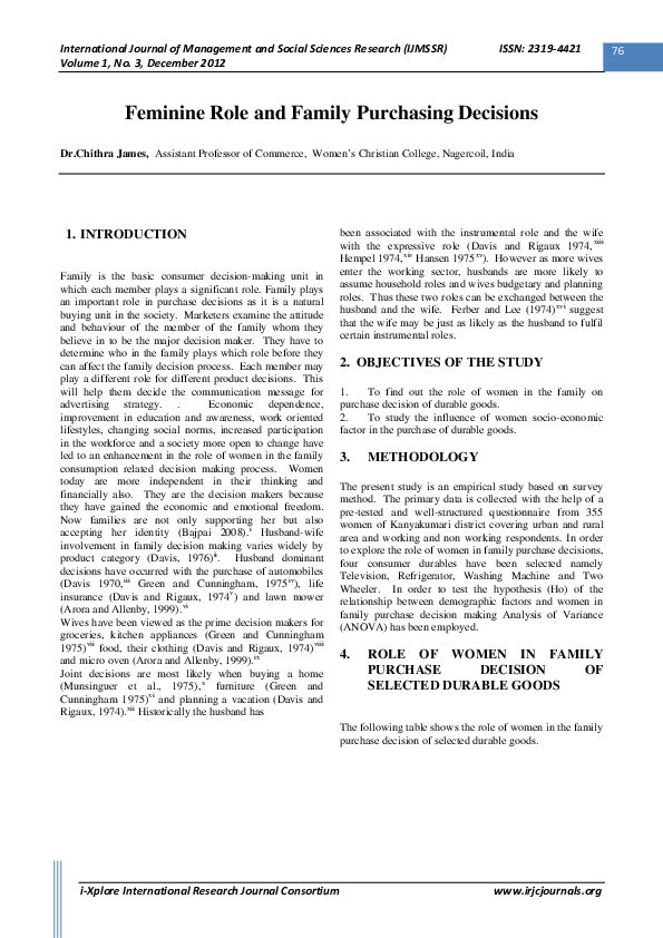 (PDF) Feminine Role and Family Purchasing Decisions