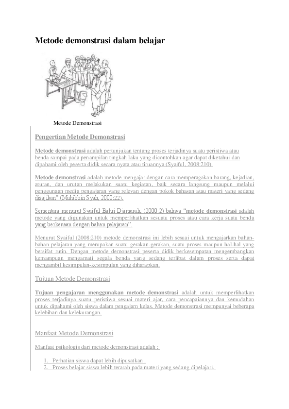 (DOC) Metode demonstrasi dalam belajar Metode Demonstrasi