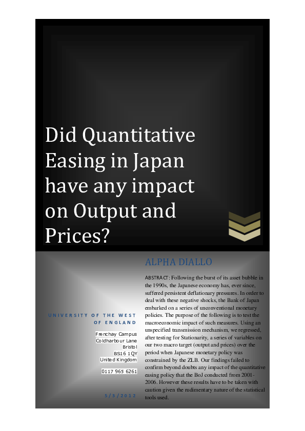 (PDF) Did Quantitative Easing in Japan have any impact on Output and ...