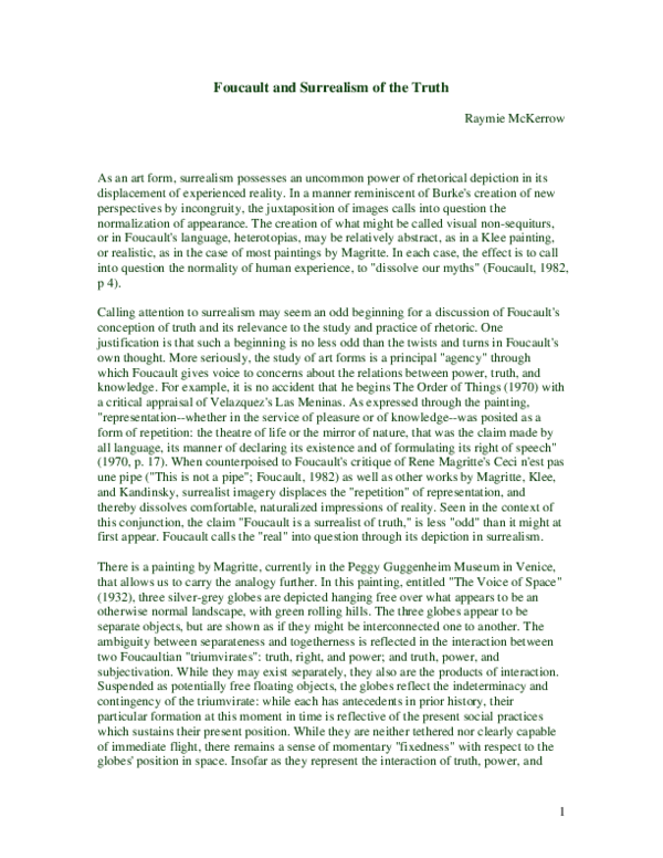 (PDF) Foucault and Surrealism of the Truth