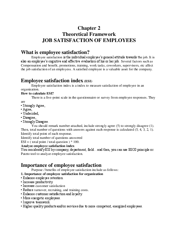 (PDF) Chapter 2 Theoretical Framework JOB SATISFACTION OF EMPLOYEES