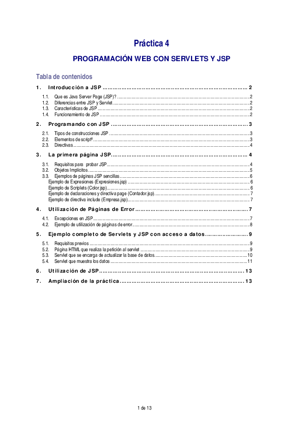 Pdf Práctica 4 ProgramaciÓn Web Con Servlets Y Jsp