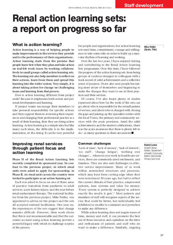 (PDF) What is action learning?