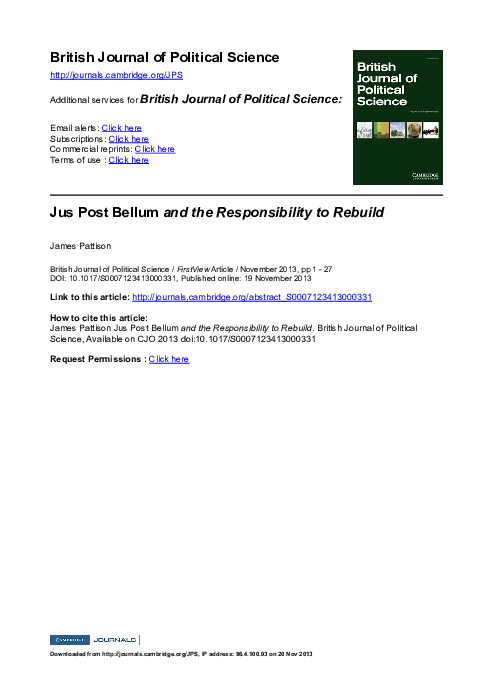 (PDF) "Jus Post Bellum and the Responsibility to Rebuild"