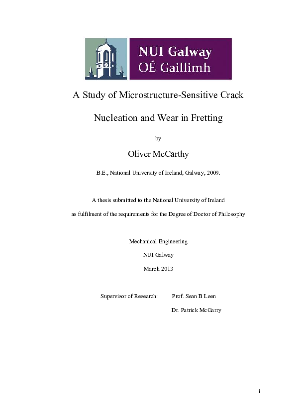 (PDF) A Study of Microstructure-Sensitive Crack Nucleation and Wear in ...