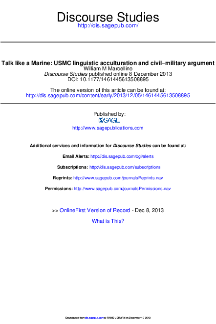 (PDF) Talk Like a Marine: USMC Linguistic Acculturation and Civil ...