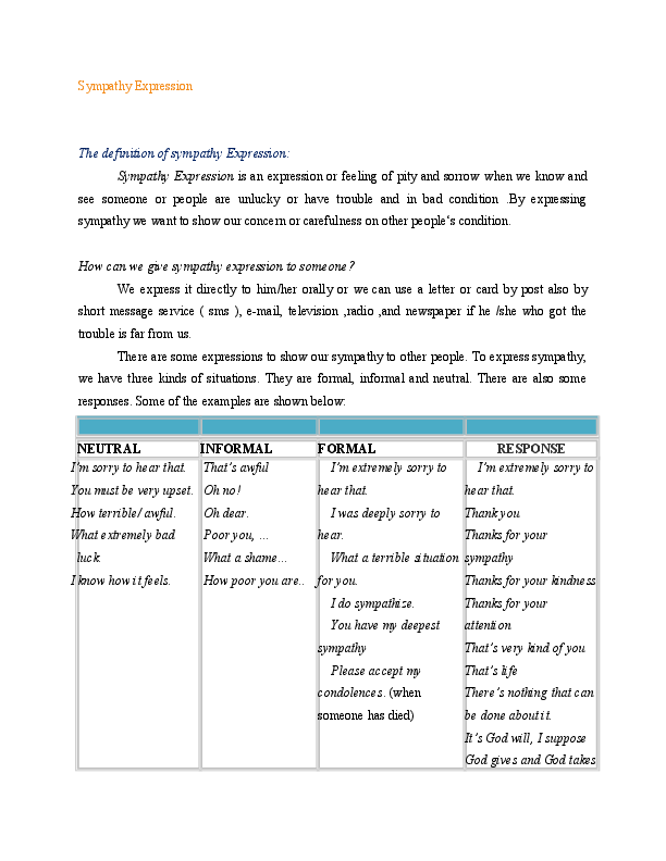 (DOC) Sympathy Expression