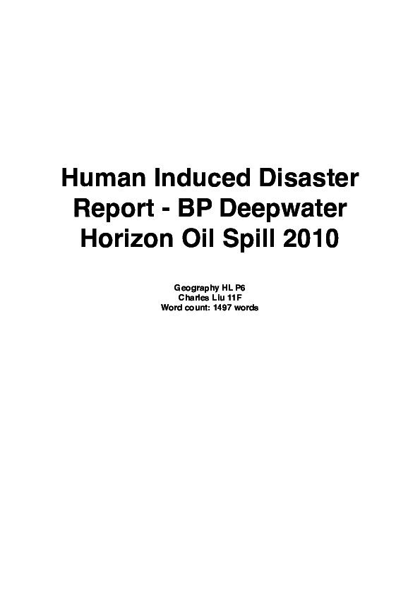 (PDF) Human Induced Disaster Report -BP Deepwater Horizon Oil Spill 2010