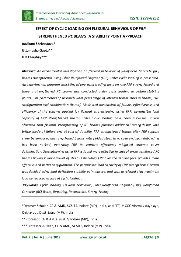 Pdf Effect Of Cyclic Loading On Flexural Behaviour Of Frp