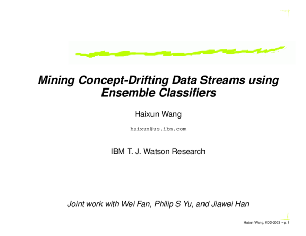 (PDF) Mining Concept-Drifting Data Streams Using Ensemble Classifiers
