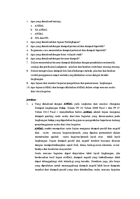(DOC) Tugas AMDAL 2