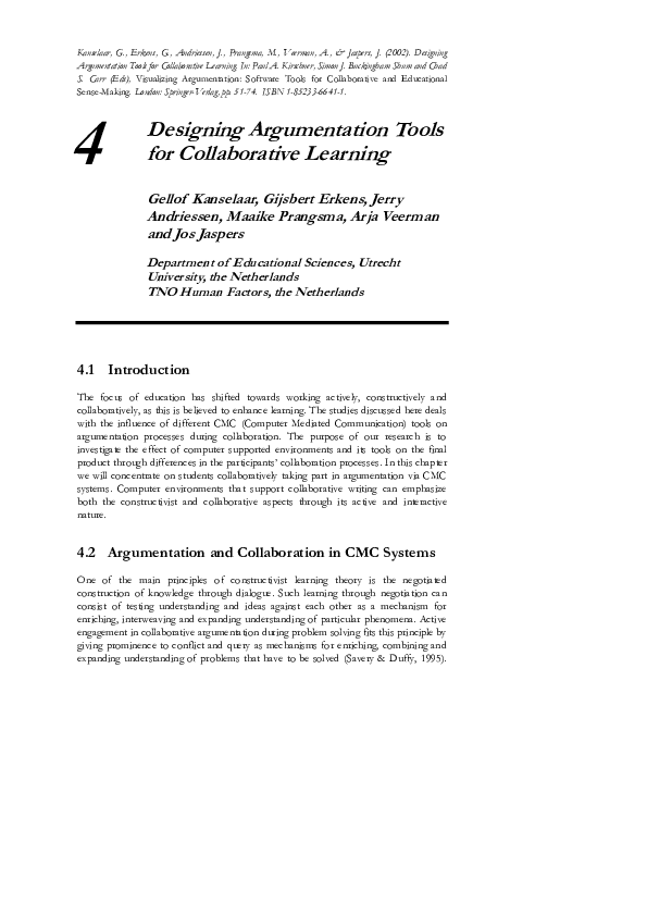 (PDF) Designing Argumentation Tools for Collaborative Learning