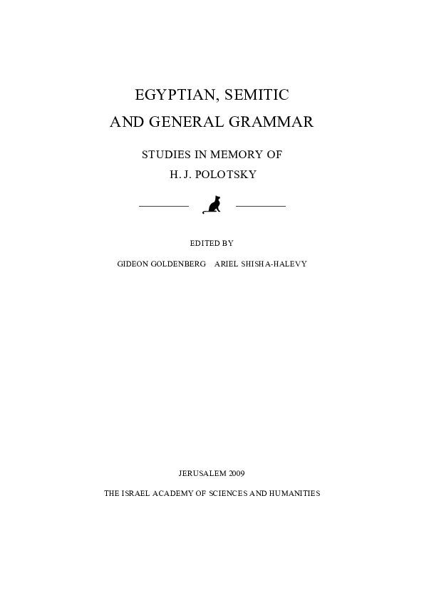 (PDF) Three Related Analyses in Modern Hebrew Morphology