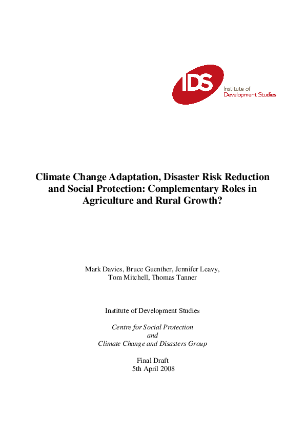 (PDF) Climate Change Adaptation, Disaster Risk Reduction and Social ...