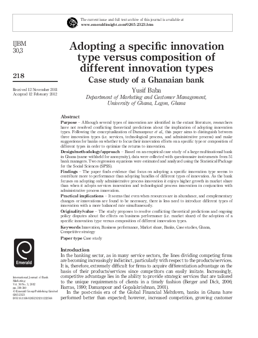 (PDF) Adopting a specific innovation type versus composition of ...