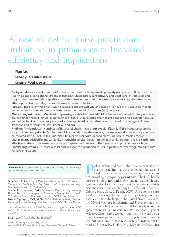 (PDF) A New Model for Nurse Practitioner Utilization in Primary Care ...