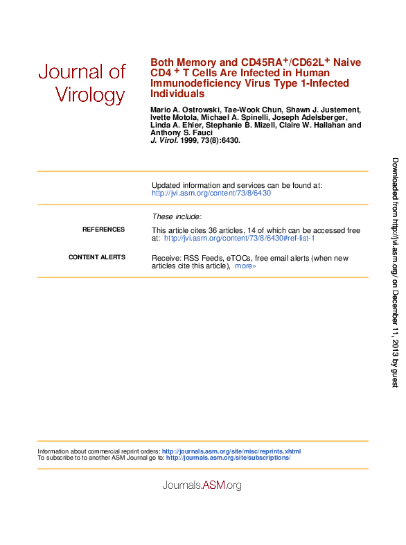 (PDF) Both Memory and CD45RA 1 /CD62L 1 Naive CD4 1 T Cells Are ...