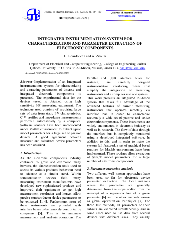 (PDF) INTEGRATED INSTRUMENTATION SYSTEM FOR CHARACTERIZATION AND ...