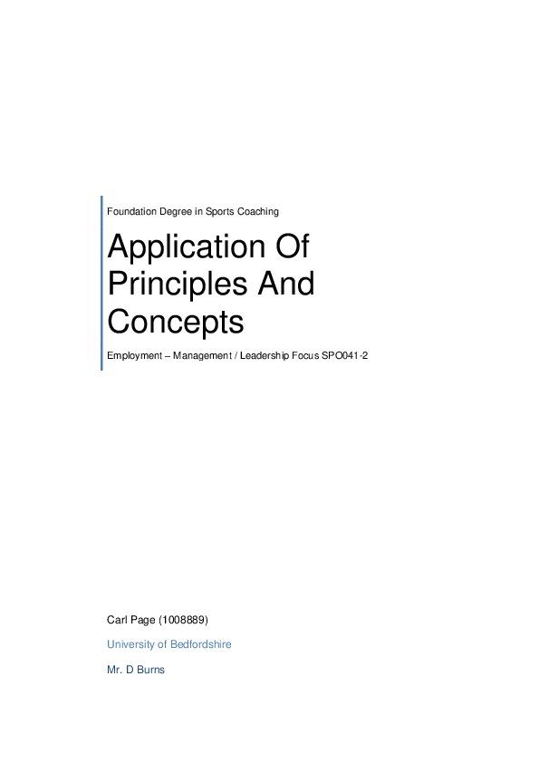 (PDF) Application of Principles and Concepts: Evaluating a Local Authority