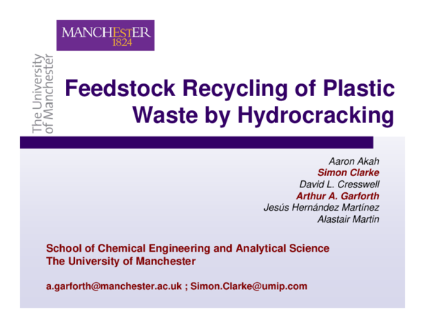 (PDF) Feedstock Recycling of Plastic Waste by Hydrocracking