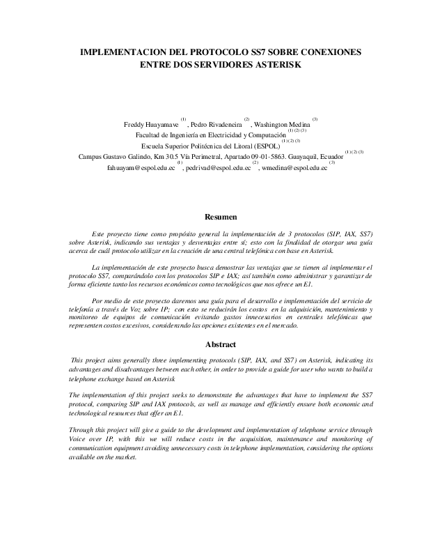 (PDF) IMPLEMENTACION DEL PROTOCOLO SS7 SOBRE CONEXIONES ENTRE DOS ...